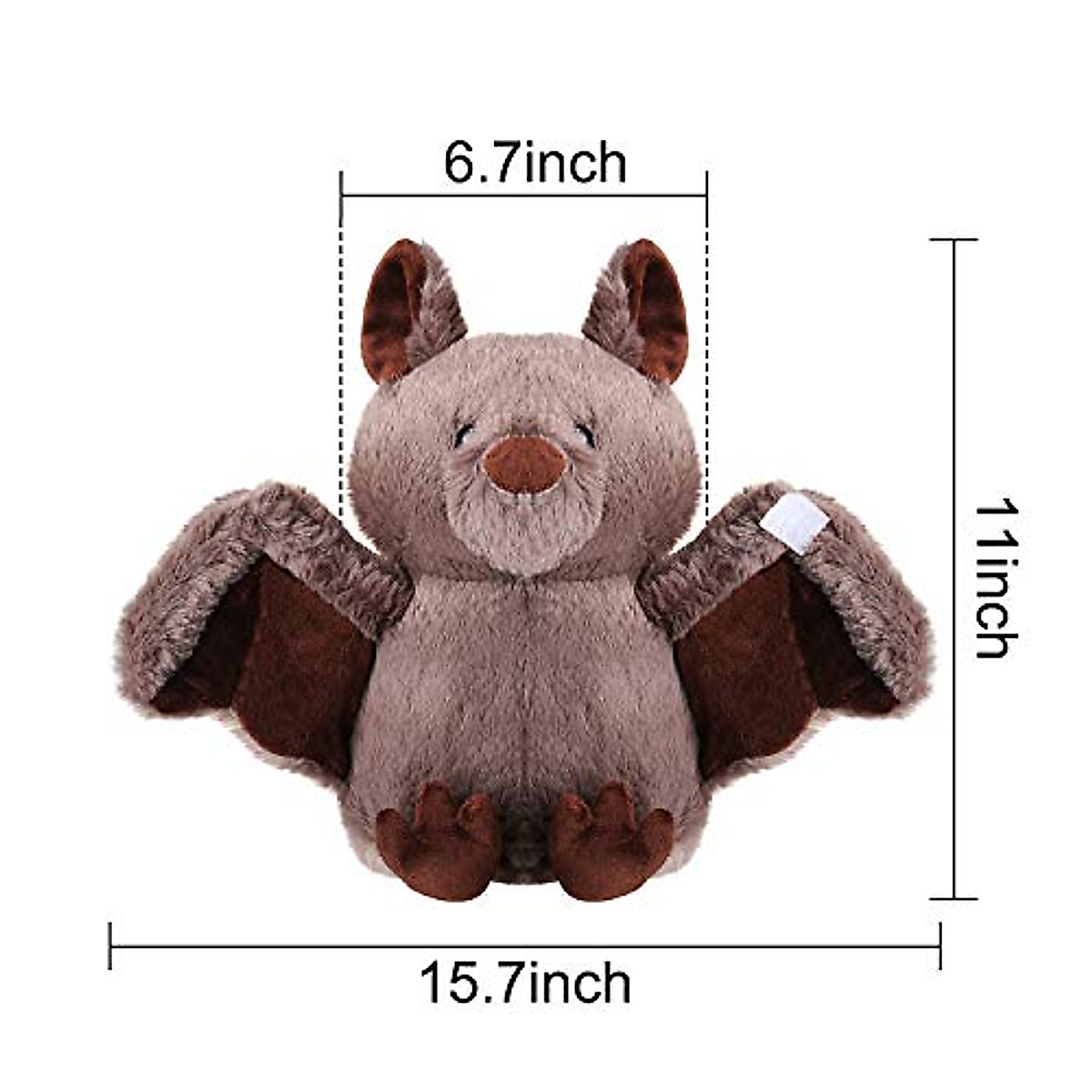 Plush Bat Bashful Stuffed Animal Bat Cute Plush Animal Halloween Furry Doll 11 Inches (Brown)