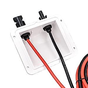 Slocable Weatherproof ABS Double Cable Entry Gland with 10Ft 10AWG Soft Copper Cable,UV Resistance Dual Cable Entry Housing for Solar Project on Rv, Boat,Camper,Van (with 10ft 10awg Cable)
