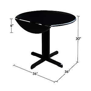 International Concepts Dual Drop Leaf Dining Table, 36-Inch, Black