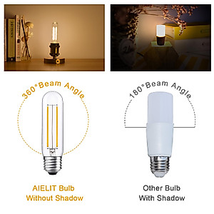 AIELIT Vintage T10/T30 LED Bulb 25 Watt Equivalent, Warm White 2700K, 200 Lumens, E26 Base, 2W Dimmable Led Tubular Bulbs, Classic Filament Edison Bulb for Pendant Lights Chandelier, 4-Pack