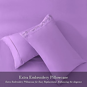 LONAVA King Size Sheet Set - 6 Piece Hotel Luxury Wrinkle-Free Microfiber Sheet, OEKO-TEX Certified, Breathable & Elastic, 16" Deep Pockets, Violet