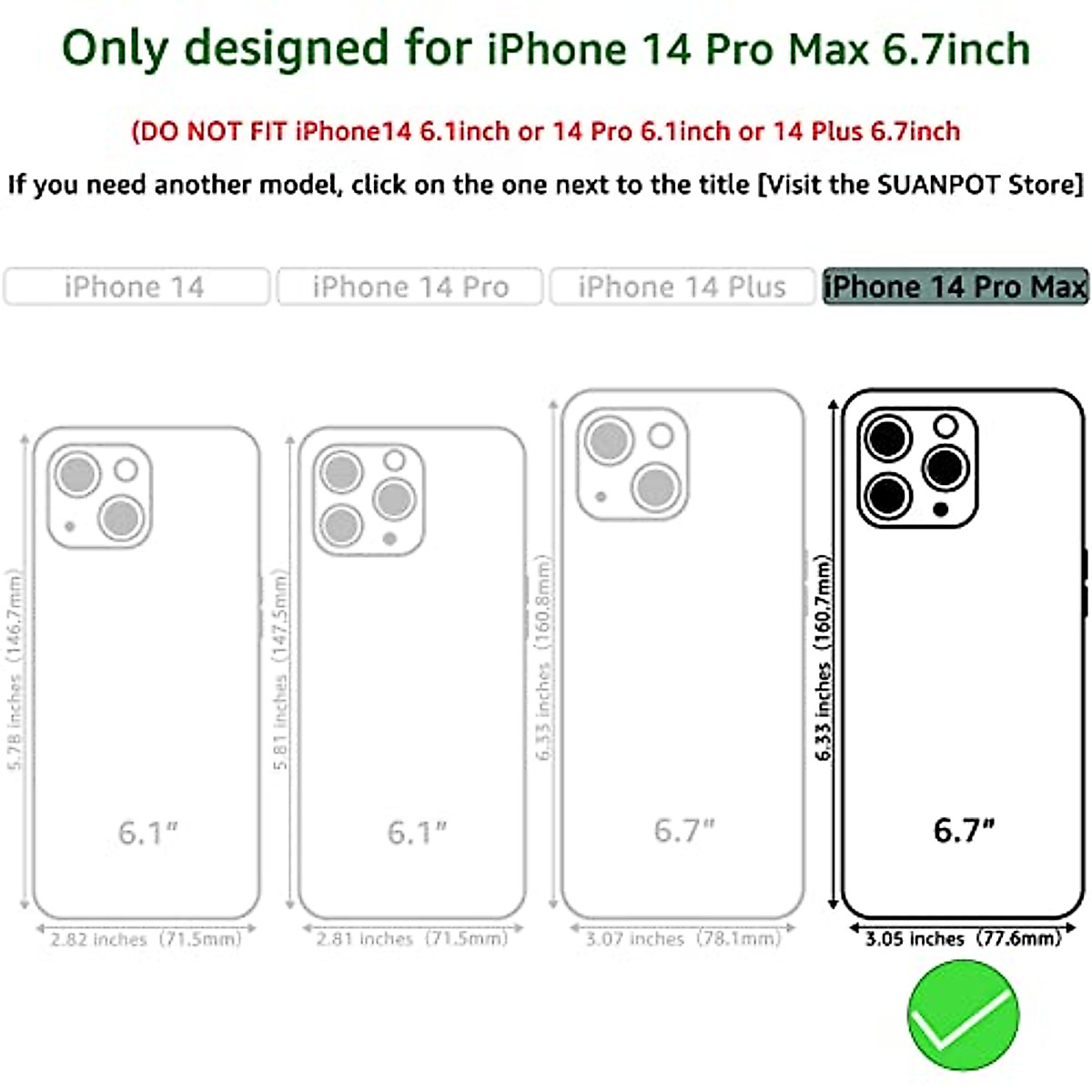 SUANPOT for iPhone 14 Pro Max 6.7" Wallet case with RFID Blocking Credit Card Holder,Flip Book PU Leather Phone case Protective Cover Cellphone Women Men for Apple 14 Pro Max case Wallet Rose Red