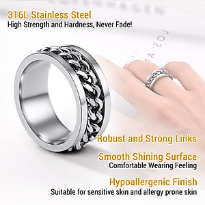 PROSTEEL Spinner Ring For Women Teens Silver Tone Stainless Steel Eboy Jewelry Anxiety Spiner Pinky Ring