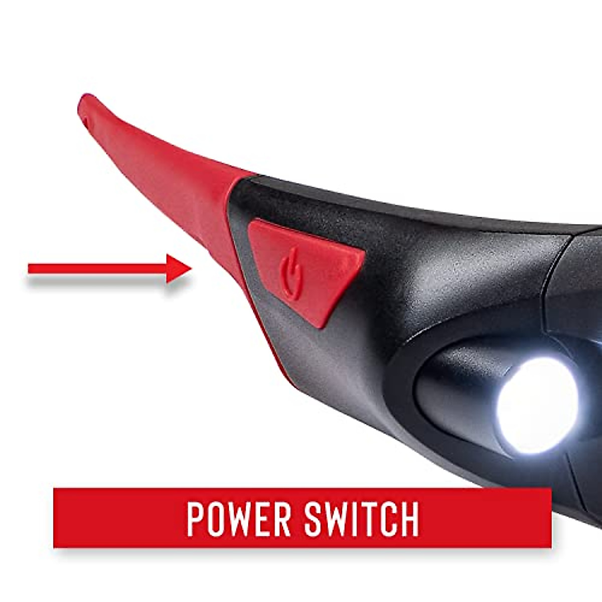 Coast SPG400 Rechargeable Lighted LED Safety Glasses with Built-In Inspection Beam, Scratch Resistant Interchangeable Lenses Black/Red