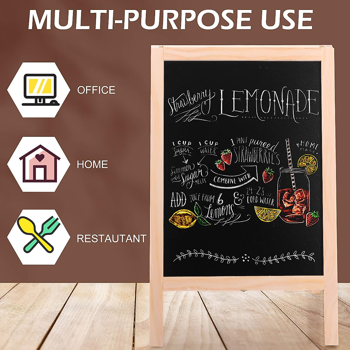 Qilery 4 Pieces A Frame Tabletop Double Sided Chalkboard Sign Gifts for Christmas 10 x 16 Inch Double Sided Chalkboard Wooden A Frame Sign Sandwich Board Signs for Tabletop Restaurant Wedding Business