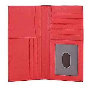 GintaXen Slim Leather ID/Credit Card Holder Long Wallet with RFID Blocking - Red
