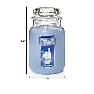 Yankee Candle Life’s A Breeze Scented, Classic 22oz Large Jar Single Wick Candle, Over 110 Hours of Burn Time