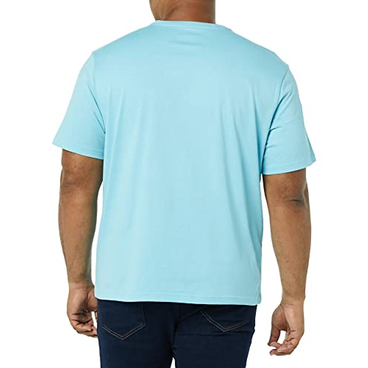 Amazon Essentials Mens T-Shirts, Regular-Fit, Short-Sleeve Crewneck Pocket, Pack of 2, Aqua Blue/Light Blue, Large
