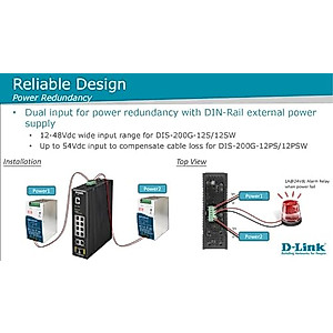 D-Link 12-Port Gigabit Industrial Smart Managed Switch | 10 10/100/1000BASE-T Ports + 2 10/100/1000BASE-T Ports + 2 SFP Ports | Layer 2 | 6kV Surge Wide Temp (DIS-200G-12SW)