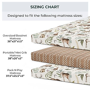 Pobibaby - 2 Pack Premium Pack N Play Sheets Fitted for Standard Pack and Plays and Mini Cribs - Ultra-Soft Cotton Blend, Stylish Woodland Pattern, Safe and Snug for Baby (Wildlife)
