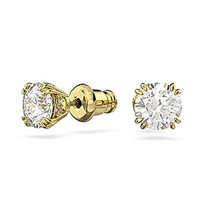 SWAROVSKI Constella Stud Earrings, Round Cut, Clear Crystals, Gold-tone Finish, Part of the Constella Collection