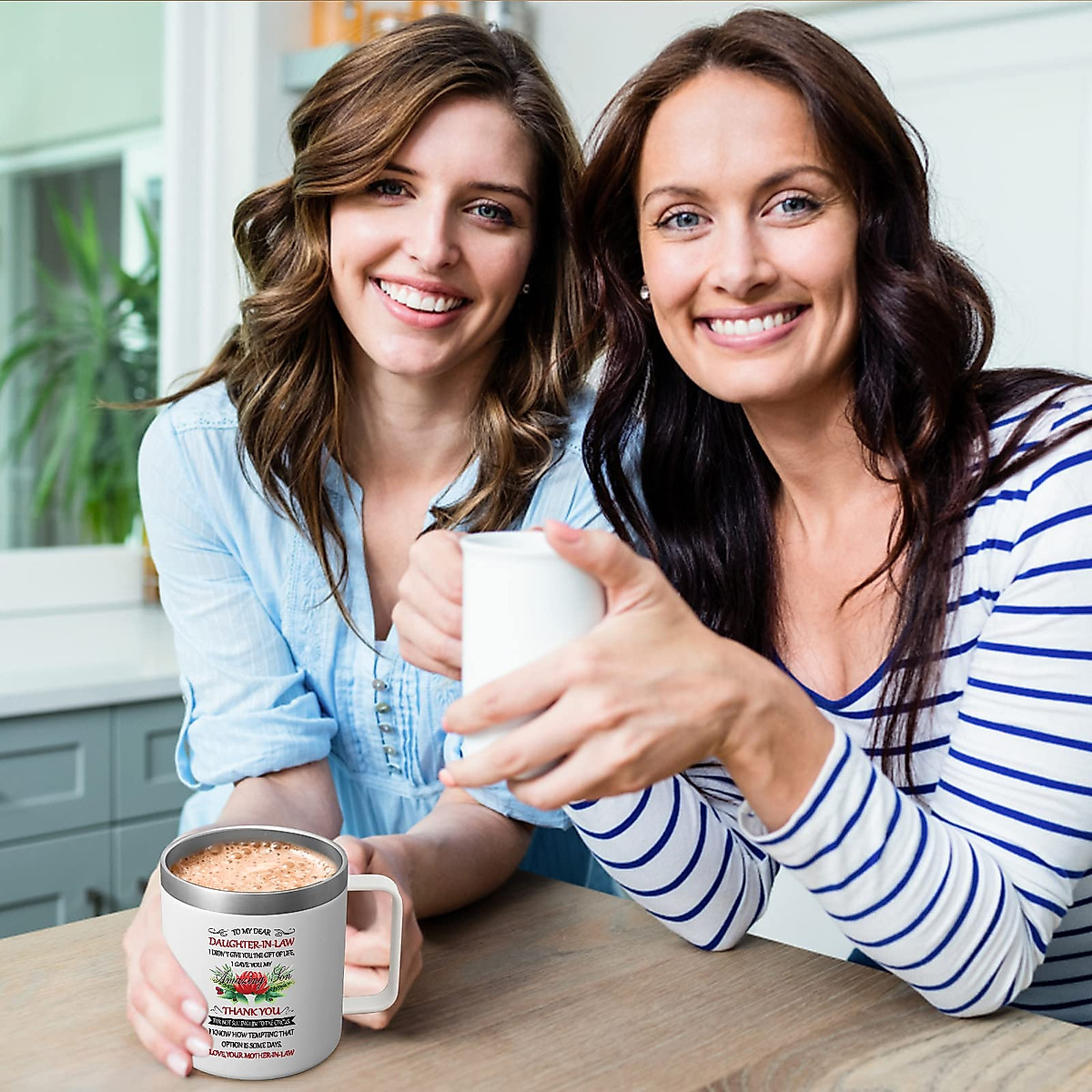 LiqCool Gifts for Daughter in Law, Daughter in Law Gifts from Mother in Law for Mothers Day Christmas, 12oz Daughter in Law Cofee Mug with Handle, Funny Gifts for Future Daugher in Law (White, 12 Oz)