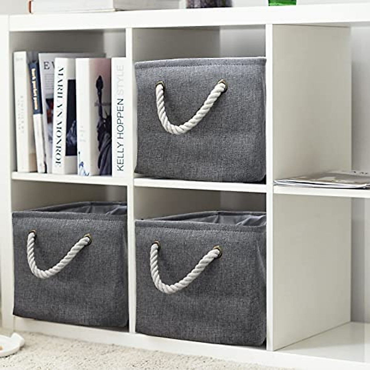 Instruban Storage Bin Cube Storage Basket for Storage and Organization Toy Clothes Books Home Collapsible Storage Basket with Handles -14.5 x 9.8 x 6.6 inches