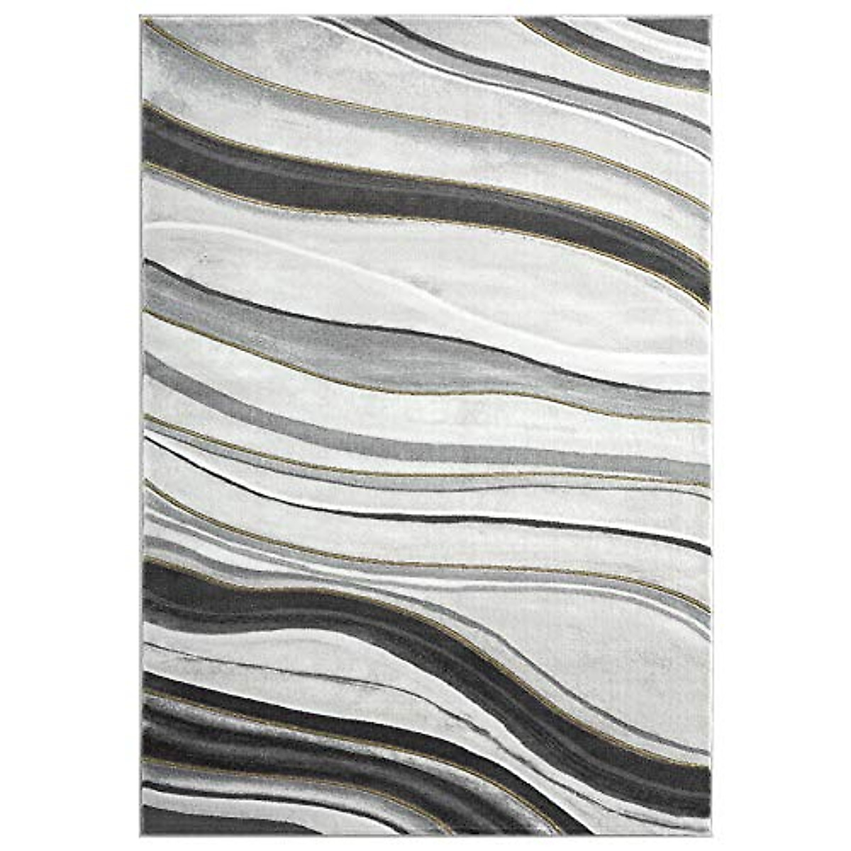 Abani Grey & White Rugs Modern Linear Design 4' x 6' Bedroom Rug, Contemporary Line Art Non-Shed Area Rug