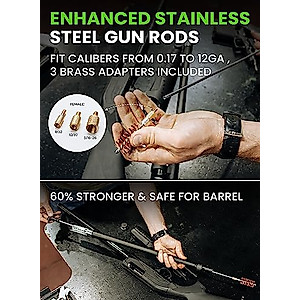 Universal Gun Cleaning Kit for All Guns 63pcs - Portable Gun Cleaning Kits for Handguns and Rifles, Shotgun, Airsoft - Incl. Stainless Steel Rods, Brass Jags, Gun Cleaning Patches, Cleaning Swabs