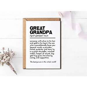 EdgarGifts Great Grandpa Definition Card - Grandparents' Day Card From Granddaughter Grandkids - Birthday Card For Grandfather - I Love You Grandpa