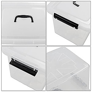 Zopnny 6-Pack 10 L Plastic Latching Box with Lid, Clear Storage Boxes Container