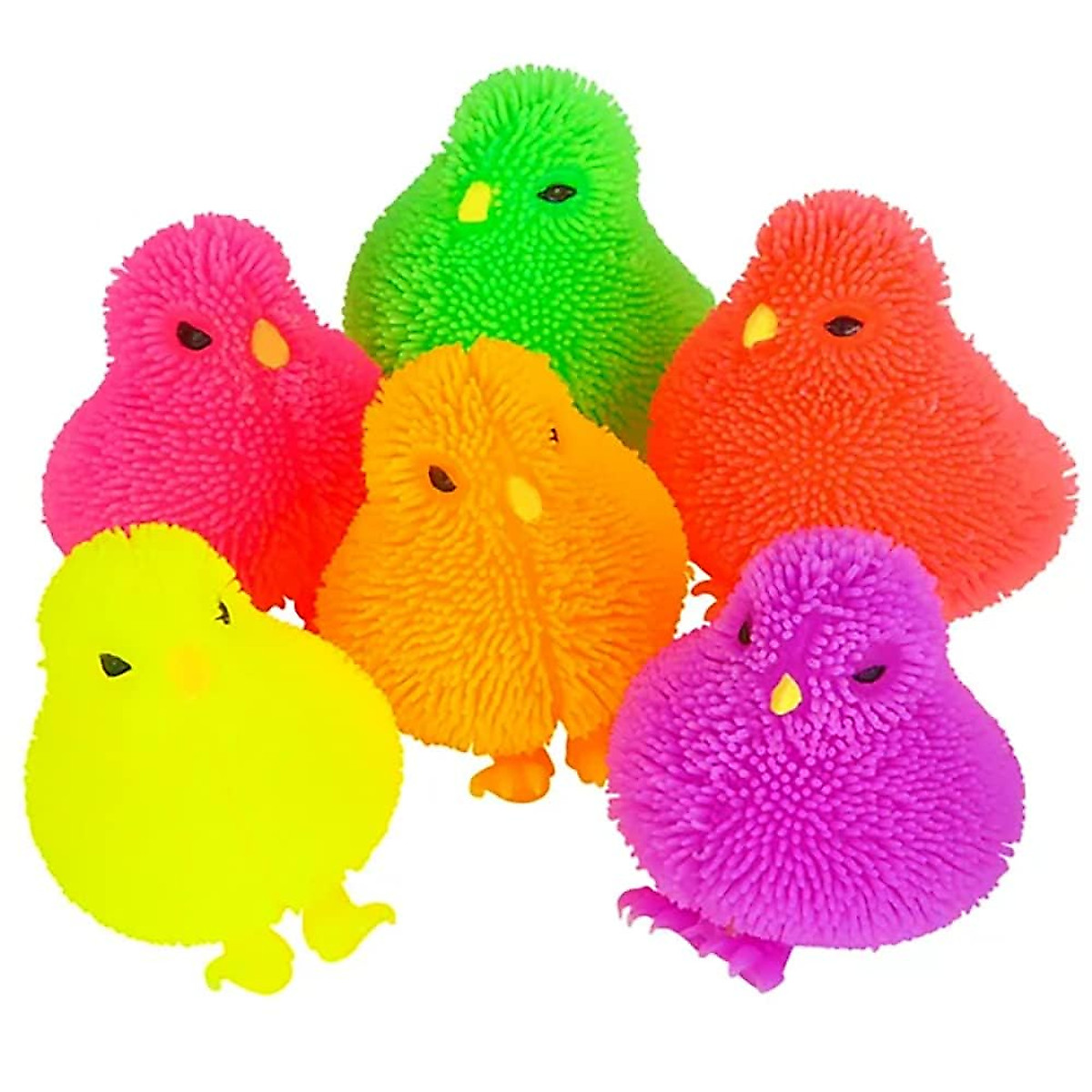 The Dreidel Company Chicken Puffer Rubber Duck Toy Duckies for Kids, Stress Reliever Toy for Kids, Bath Ducky, Birthdays, Baby Showers, Easter Day Activity, 3.25" Inches (6-Pack)