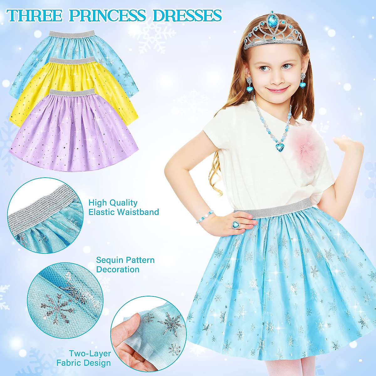 Princess Dress Up Shoes & Jewelry Boutique Girls Role Play Shoes Pretend Jewelry Toys Princess Accessories Set with 2 Pairs of Shoes,Crowns,Cloaks, Princess Gifts Toys for 3 4 5 6 Year Old Girls