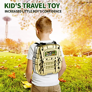 Siairo Construction Toy Construction Vehicles Trucks, Car Track Toy, Vehicle Playsets with Race Track, Excavator Crane Bulldozer Helicopter Toy for Boys Toddlers Kids (Military Theme)