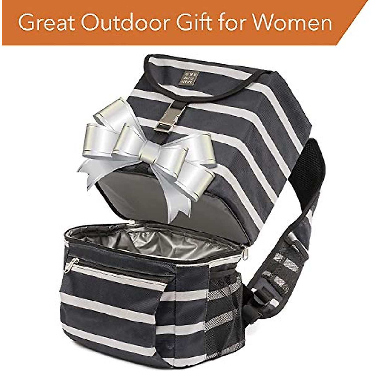 One Girl Savvy Outdoors Cooler Backpack | Durable, Lightweight, Stylish Design, High-Density Insulation Material & Leak-Proof | Perfect for Events, Picnics, Beach Activities, Hiking & More, Stripes