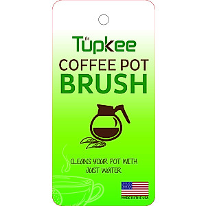 Tupkee Coffee Pot Cleaning Brush – Non Scratching, Long Lasting Bristles, Curved Coffee Decanter Cleaning Brush - Great for Offices and Restaurants