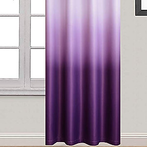 Yakamok Light Blocking Gradient Color Curtains Purple Ombre Blackout Curtains Room Darkening Thermal Insulated Grommet Window Drapes for Living Room/Bedroom (Purple, 2 Panels, 52x84 Inch)