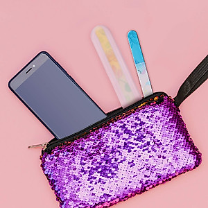 Mudder 8 Pack Glass Nail Files with Cases Colorful Pattern Printed Nail Buffers Crystal Fingernail Files with Travel Protective Cases for Professional Manicure Supplies