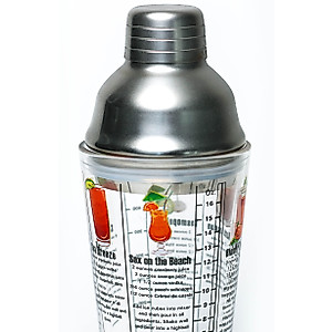 14 oz Recipe Glass Cocktail Shaker With Strainer Top - Includes 6 Cocktail Drink Recipes (Vodka Theme)