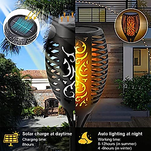 Solar Outdoor Waterproof Lights, Solar Powered Torces with Flickering Flame,Christmas Decorations Solar Garden Lights - 8Packs