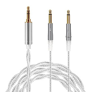 FAAEAL Copper Silver Plated Upgrade Cable,Compatible with Hifiman HE400SE HE4XX,HE-350,Meze 99 Classics,Denon AH-D9200,3.5mm to Dual 3.5mm(1/8”) Aux Cord Replacement Wire