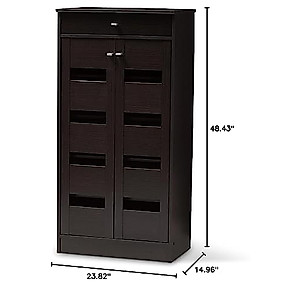 Baxton Studio Oullins Shoe Cabinet, Wenge Dark Brown