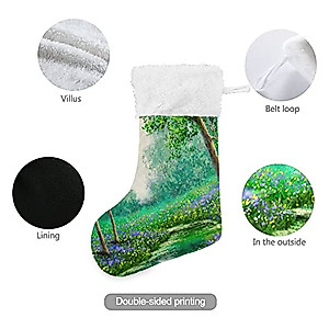 Kigai Christmas Stockings Silent Forest Large Candy Stockings Stuffers Kids Cute Xmas Sock Decorations 1PC for Home Holiday Party 12" x18"