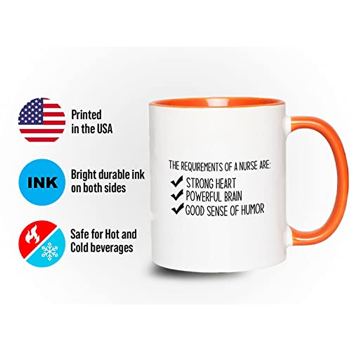 Bubble Hugs Nurse 2Tone Orange Mug 11oz - The Requirements - Labor Clinical Certified Nursing Assistant Surgical Emergency Oncology Practitioner