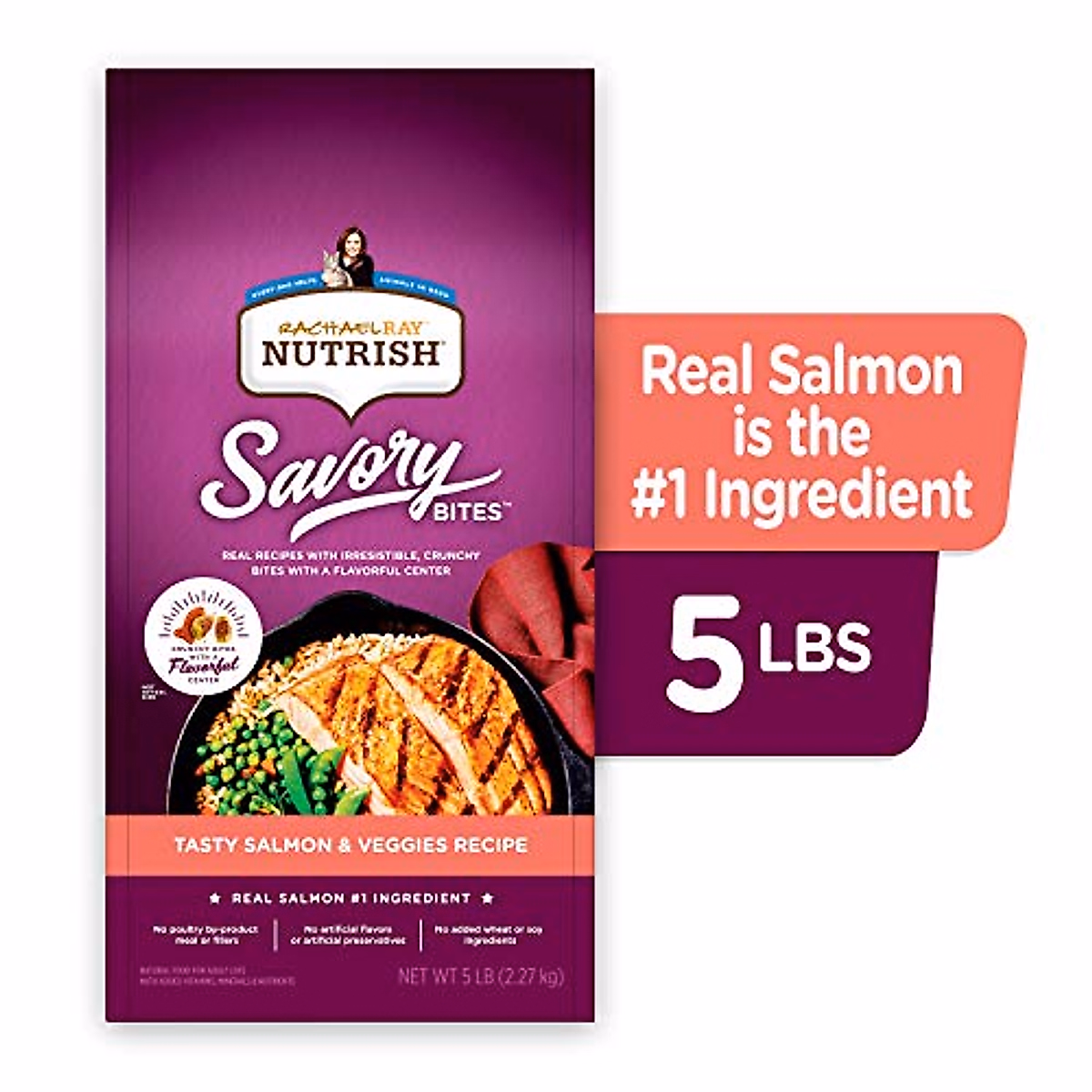 Rachael Ray Nutrish Savory Bites Dry Cat Food, Tasty Salmon & Veggies Recipe, 5 Pound Bag
