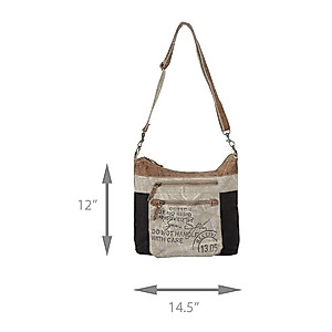 Myra Bags Double Zip Upcycled Canvas Shoulder Bag S-0904