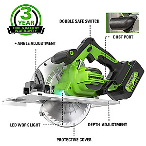 Greenworks 24V Brushless 7-1/4-inch Circular Saw with 24V Battery Charger and 24V 4Ah USB Battery