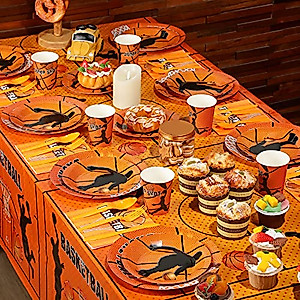 181 Pcs Basketball Theme Birthday Party Decorations 2 Basketball Sports Tablecloth 8 Hanging Swirls Basketball Hoop Banner 24 Set Basketball Tableware Plates Cups Napkins for Boy Kids Party Decor