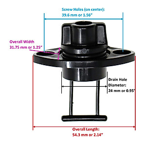 JSP Manufacturing Universal Kayak Plastic Drain Plug and Base Assembly Kit for Pelican Kayaks/Lifetime Kayaks/Wilderness System (1)