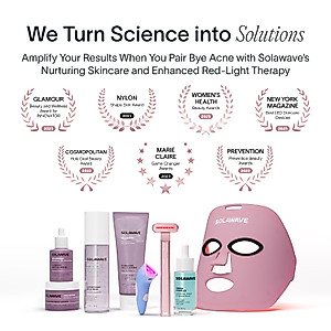 Solawave Bye Acne: 3-Minute Pimple Spot Treatment with Blue Light Therapy and Red Light Therapy - Handheld Device for Breakouts and Face Care
