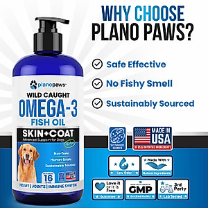 Omega 3 Fish Oil for Dogs - Better Than Salmon Oil for Dogs - Dog Fish Oil Supplement - Reduce Shedding & Itching - Supports Joints, Brain, Heart Health- Dog Skin and Coat Supplement - Fish Oil Liquid