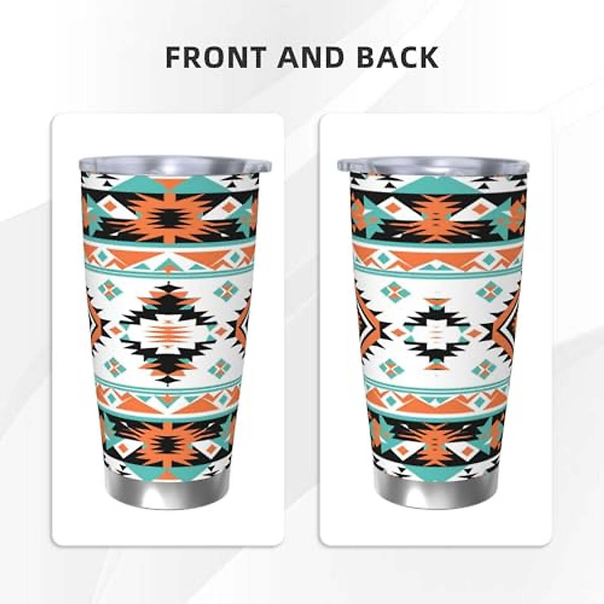 AYCZN Boho Aztec 20 OZ Tumbler Stainless Steel Travel Coffee Mug, Ethnic Geometric Insulated Water Bottle with Lid Leakproof Thermal Cup