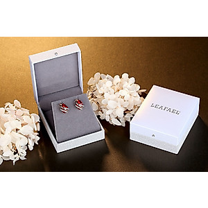 Leafael Wish Stone Stud Earrings with Ruby Red Birthstone Crystal for January and July, 18K Rose Gold Plated