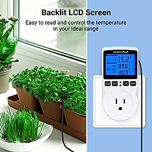 INKBIRDPLUS 1800W Heat Mat Thermostat Temperature Controller 120v 15A F and C Heating Cooling Control