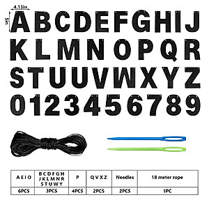 DIY Banner Kit with Letters Glitter Banner Letters Black Customizable Birthday Banners Graduation Banner Custom Party Hanging Banner for Graduation Wedding Party Baby Shower Decoration(Black)