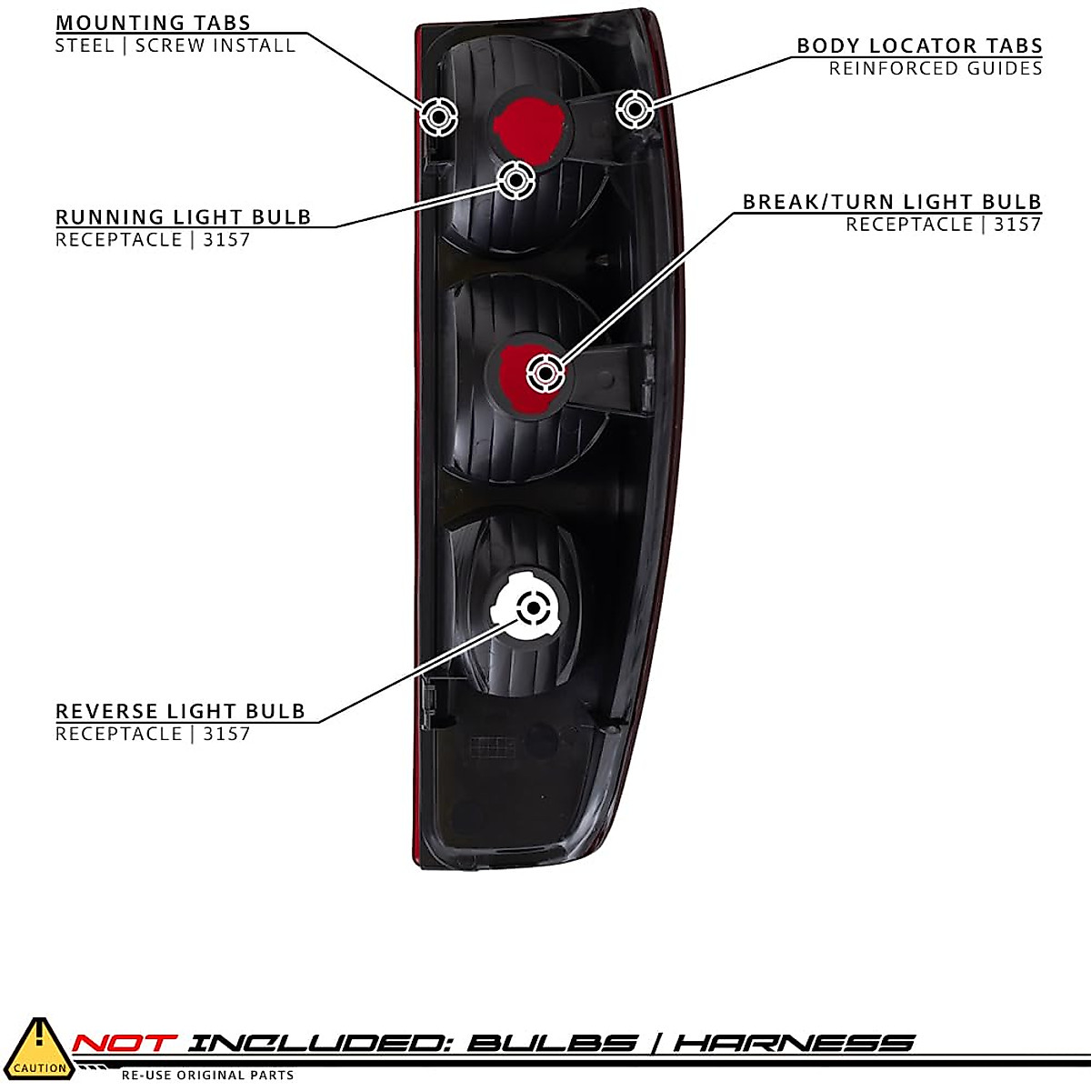 EPIC LIGHTING AMOE Style Halogen Tail Lights Lens & Housing Only Assembly Replacement for CHEVROLET GMC ISUZU 04-12 Colorado Canyon 06-08 Pickup [ GM2800164 GM2801164 25821848 25821849 ] Pair