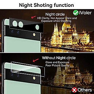 ivoler [3+3 Pack] Screen Protector for Google Pixel 6a [3 Pack] with [3 Pack] Camera Lens Protector Tempered Glass with [Alignment Frame] Transparent HD Clear Anti-Scratch, 6.1 inch