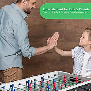 GYMAX 48” Foosball Table, Arcades Soccer Game Table for Multiplayer with 2 Balls, Score Keepers Wooden Competition Sized Foosball Table for Adults and Kids (Black)