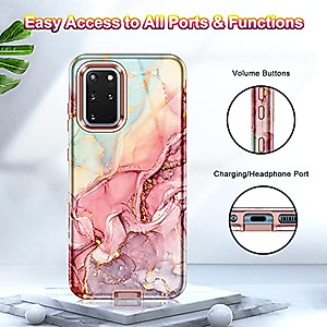 Btscase for Samsung S20 Plus/S20+ Case, Marble 3 in 1 Heavy Duty Shockproof Full Body Rugged Hard PC+Soft Silicone Drop Protective Women Girl Covers for Samsung Galaxy S20 Plus 6.7 inch, Rose Gold