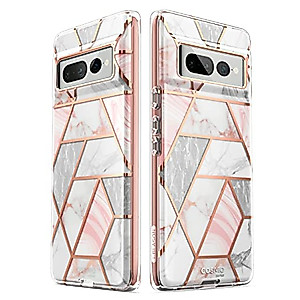 i-Blason Cosmo Series for Google Pixel 7 Pro Case (2022), Slim Full-Body Stylish Protective Case with Built-in Screen Protector (Marble)